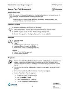 Risk Management - Lesson Plan (FSM) | WASH Resources