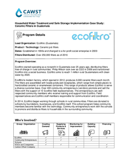 Ceramic Pot Filter Implementation in Guatemala by Ecofiltro | WASH ...