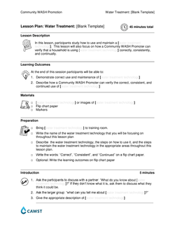 Water Treatment Blank Template - Lesson Plan (CWP) | WASH Resources