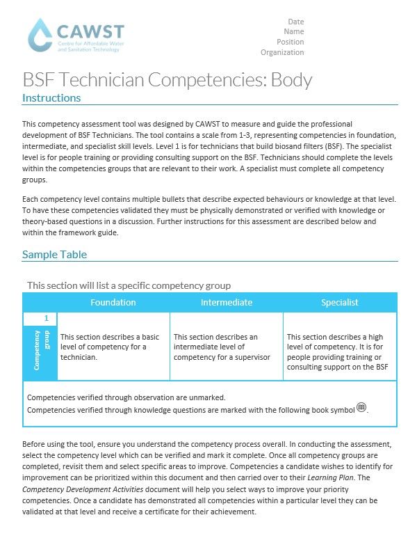 Biosand Filter Competencies - Box | WASH Resources
