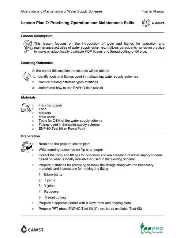 Practicing O&M Skills - Lesson Plan (O&M Nepal) | WASH Resources