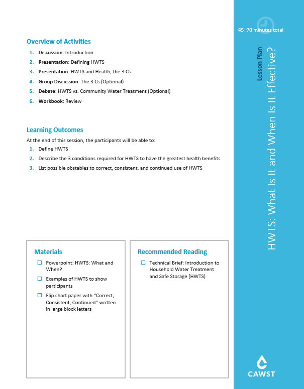 HWTS - What is it and When is it Effective - Lesson Plan (HWTS ...