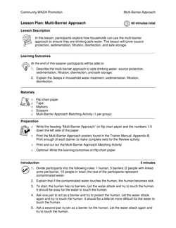 Multi-Barrier Approach - Lesson Plan (CWP) | WASH Resources