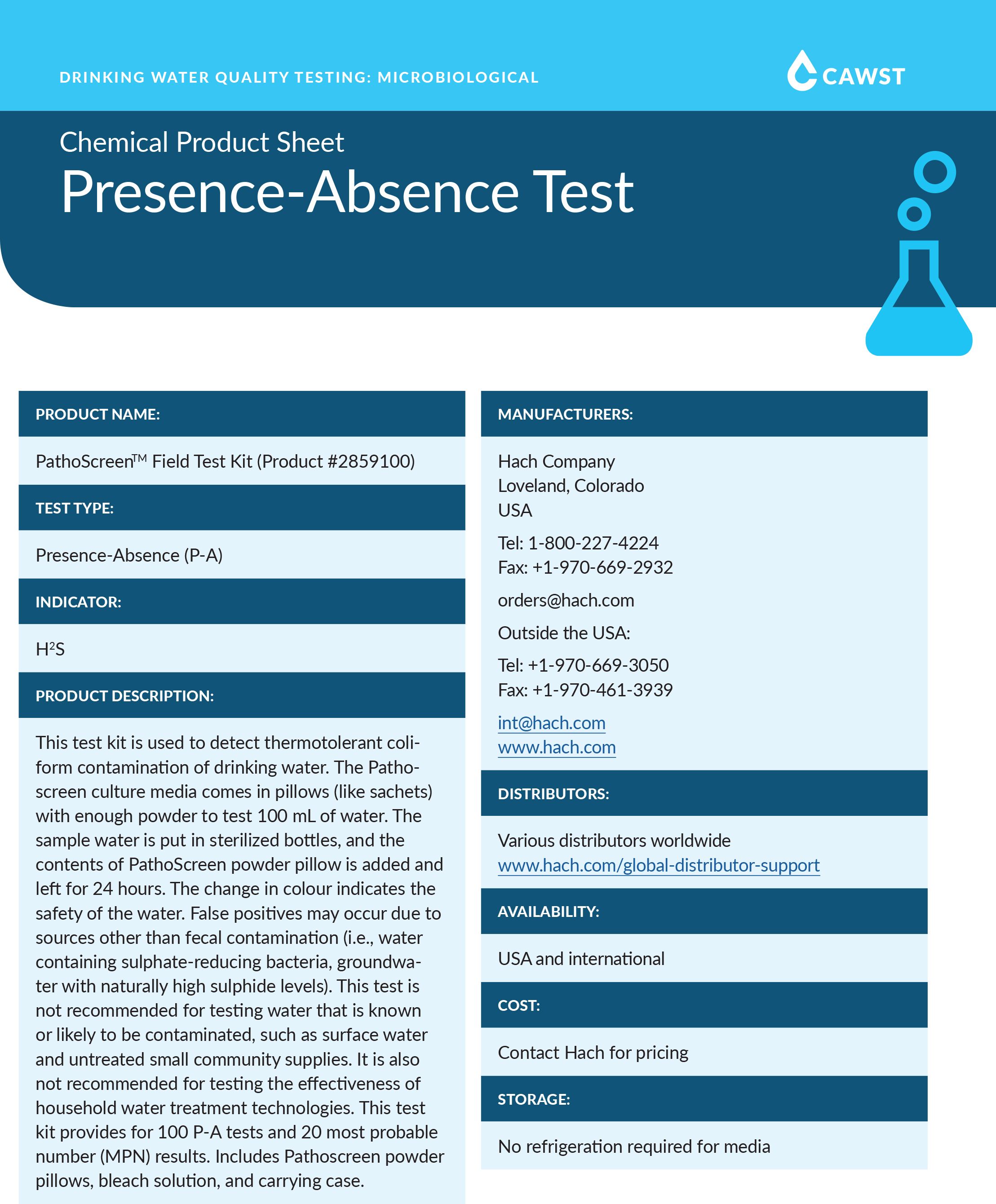 Hach Pathoscreen Product Sheet | WASH Resources
