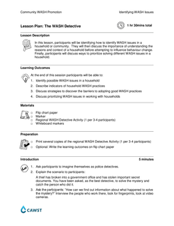 Identifying and Prioritizing WASH Issues - Lesson Plan (CWP) | WASH ...