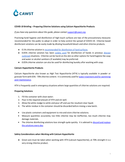 Preparing Chlorine Solutions using Calcium Hypochlorite Products for ...