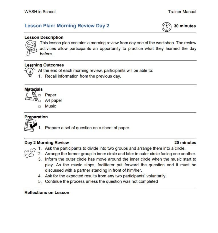 Day 2 Opening - Lesson Plan (WiS Nepal) | WASH Resources