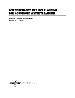 Project Planning for Household Water Treatment Manual | WASH Resources