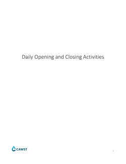 Daily Opening and Closing - Lesson Plan (LPD) | WASH Resources