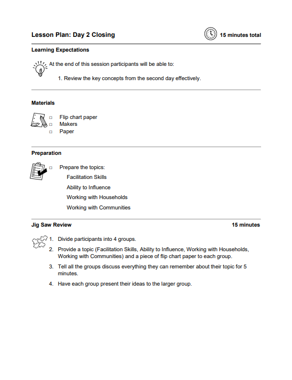 Day 2 Closing - Lesson Plan (CHP Nepal) | WASH Resources