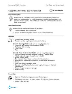 How Water gets Contaminated - Lesson Plan (CWP) | WASH Resources