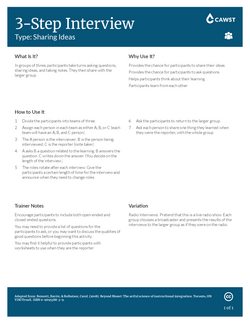 3-Step Interview Activity Instructions | WASH Resources