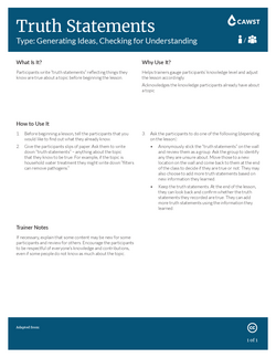 Truth Statements Activity Instructions | WASH Resources