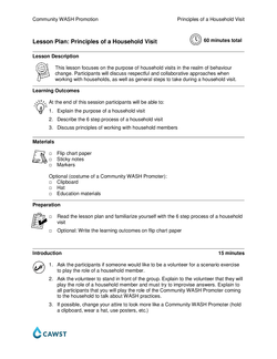Principles of a Household Visit - Lesson Plan (CWP) | WASH Resources