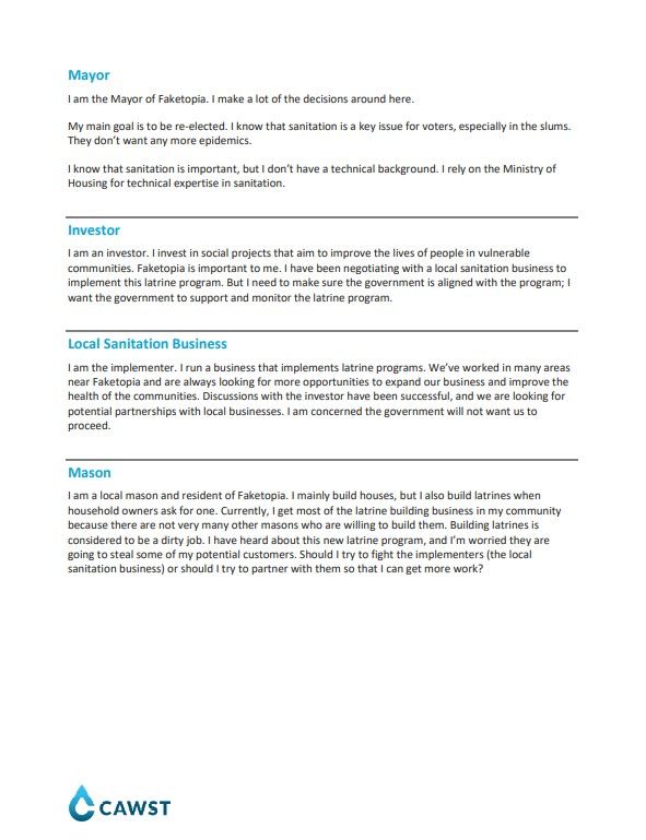 Stakeholder Role Cards (LPD) | WASH Resources