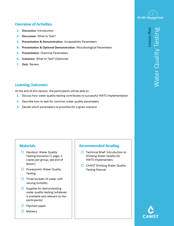 Drinking Water Quality Testing | WASH Resources