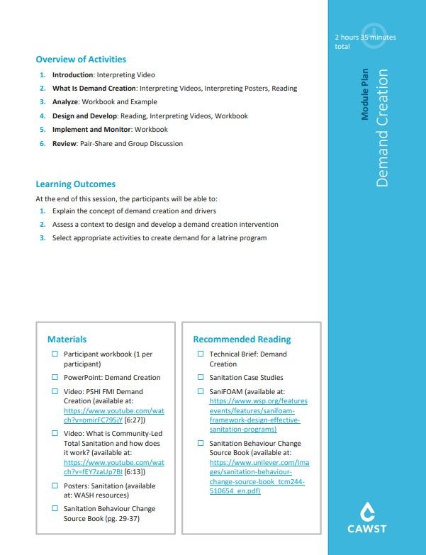 Demand Creation - Lesson Plan (LPD) | WASH Resources