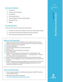 Workshop Introduction - Lesson Plan (HWTS-Program Design) | WASH Resources