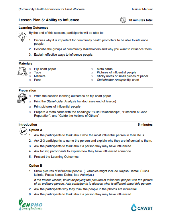 Ability to Influence | WASH Resources