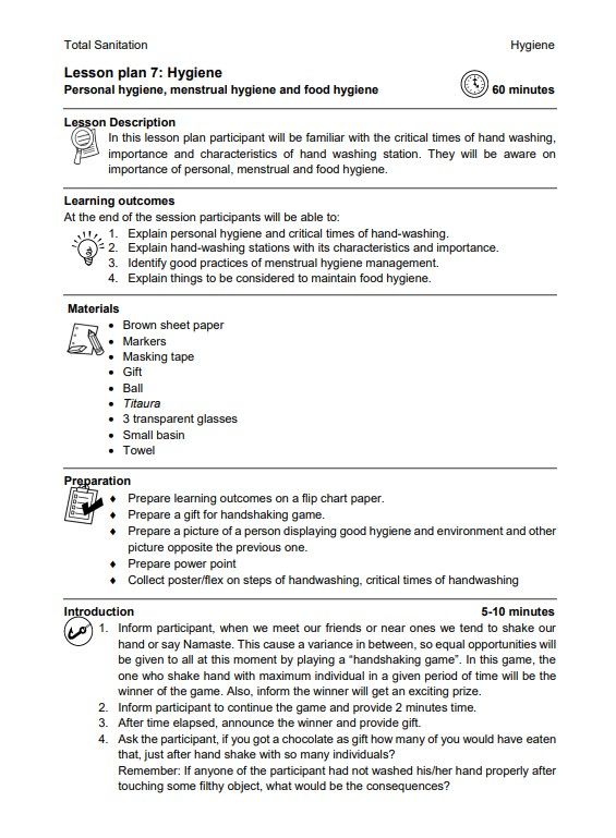 Hygiene - Lesson Plan (TS2 Nepal) | WASH Resources