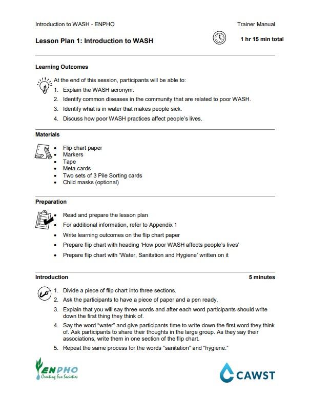 Introduction to WASH - Lesson Plan (Intro to WASH Nepal) | WASH Resources
