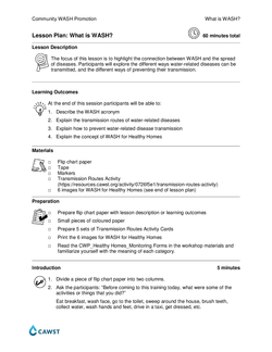 What is WASH? - Lesson Plan (CWP) | WASH Resources