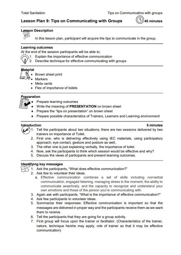 Tips on Communicating with Groups - Lesson Plan (TS2 Nepal) | WASH ...
