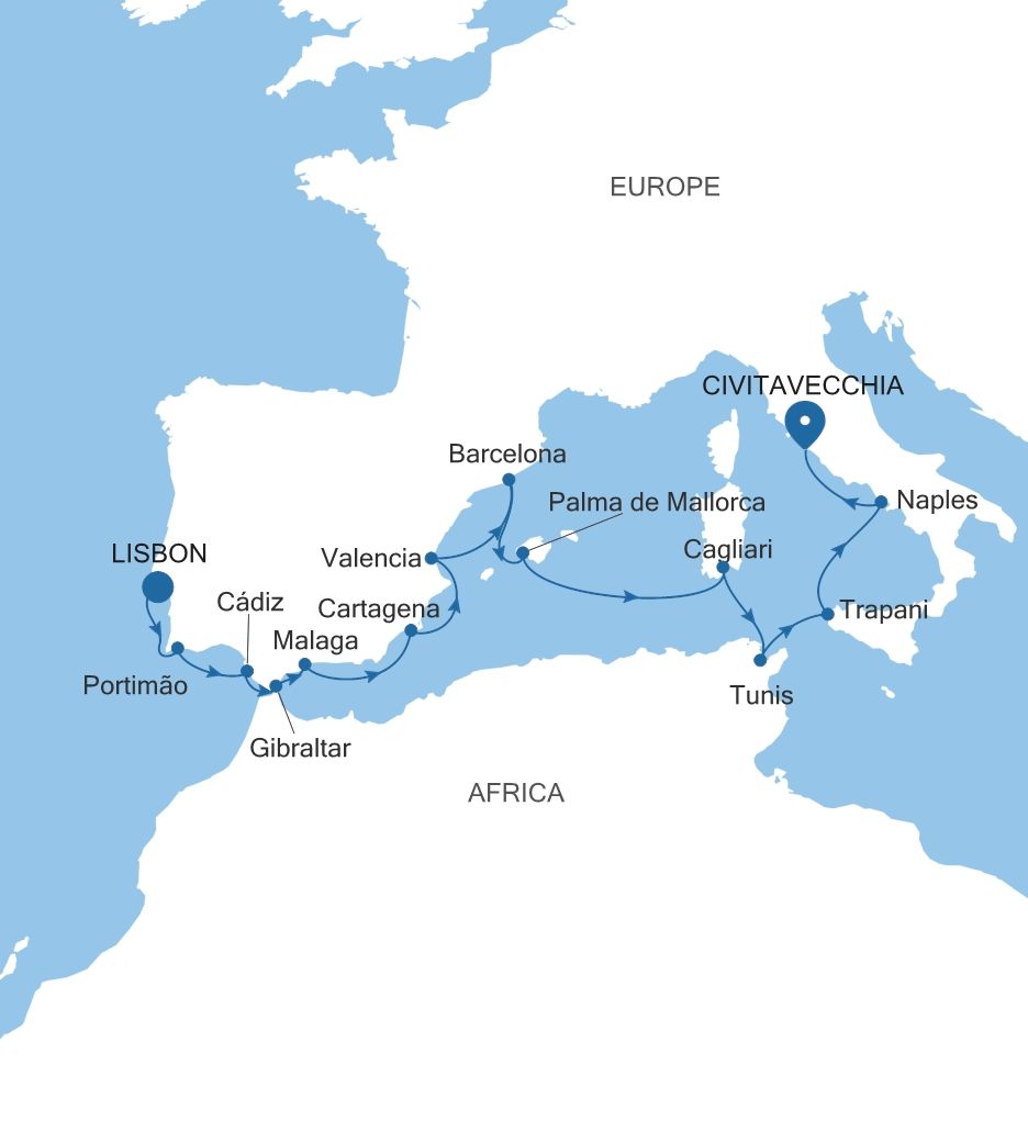 Cruise from Lisbon to Civitavecchia (Rome) - DA261025C14 | Silversea