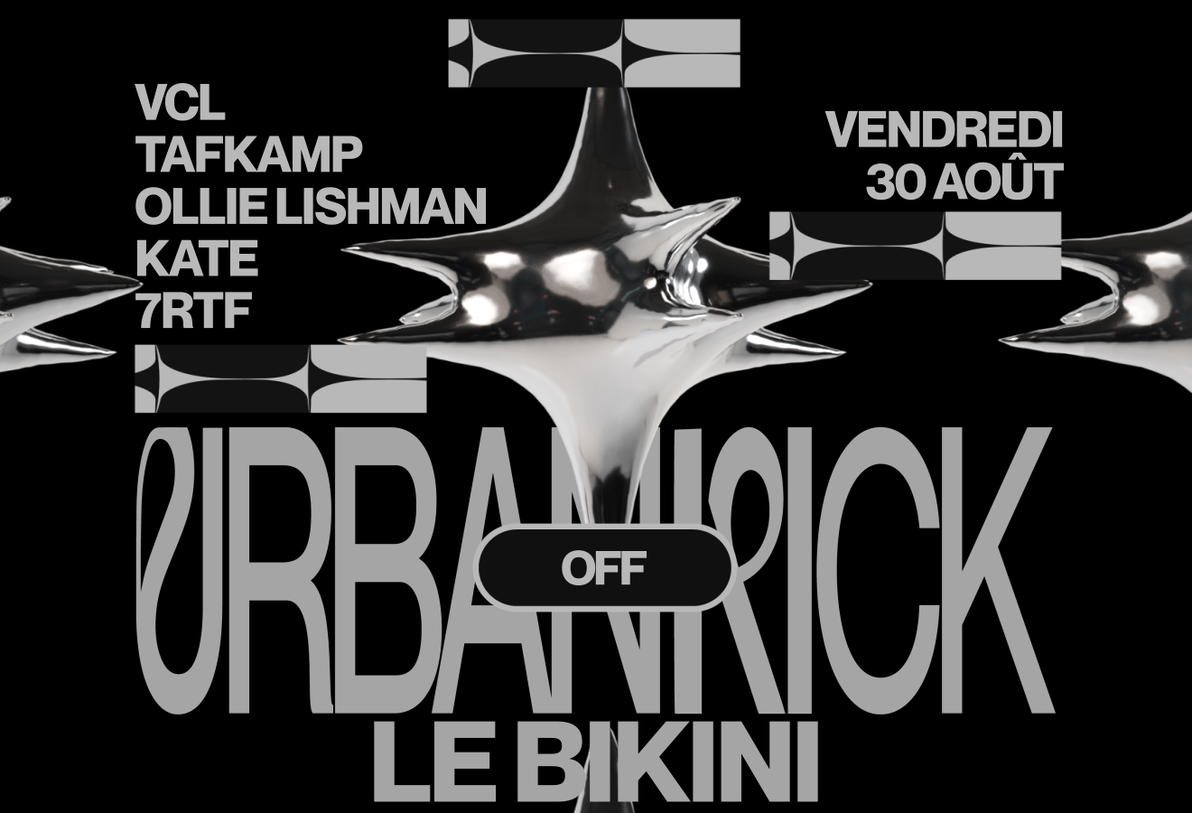 Vendredi 30 août 2024 : Urban Kick Festival x Le Bikini : VCL + TAFKAMP + OLLIE LISHMAN + KATE ...