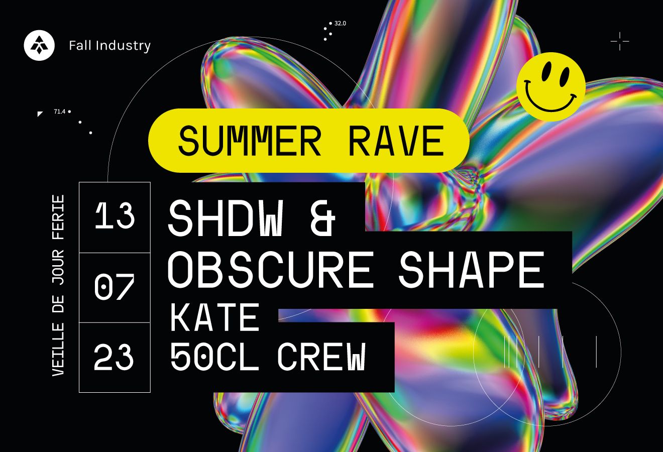 Jeudi 13 juillet 2023 : Summer Rave : SHDW & OBSCURE SHAPE + KAT3 + 50CL