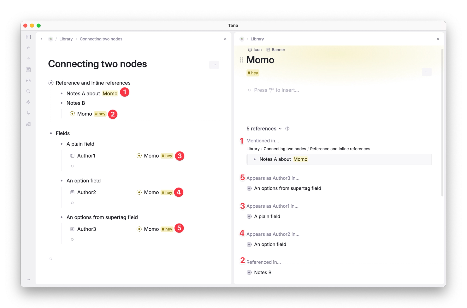 Nodes and references