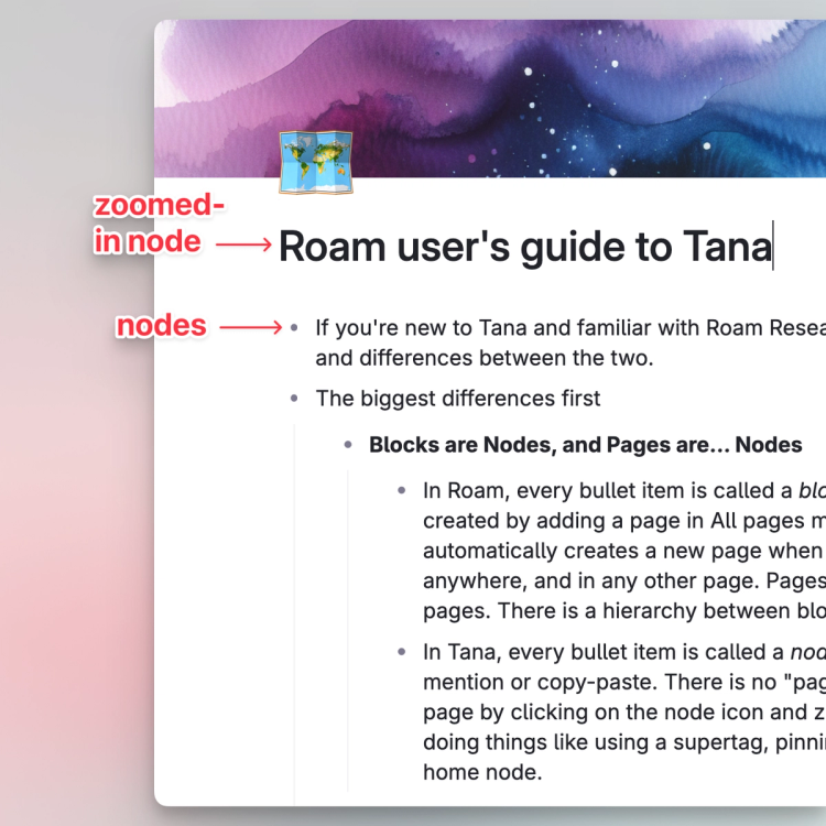 Roam user's guide to Tana