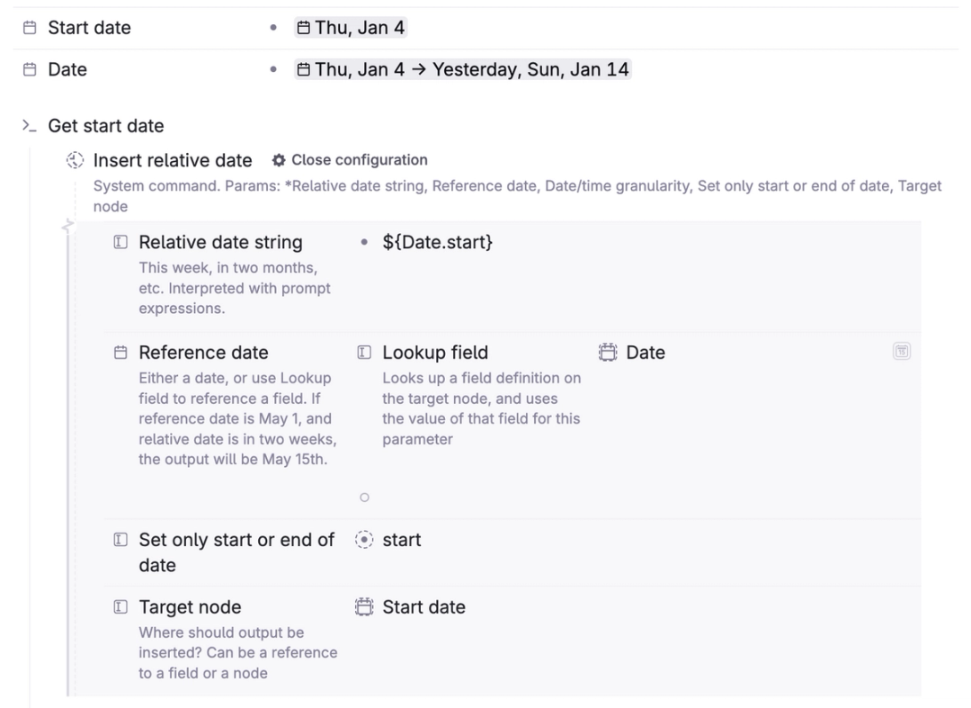 Dates and Calendar nodes