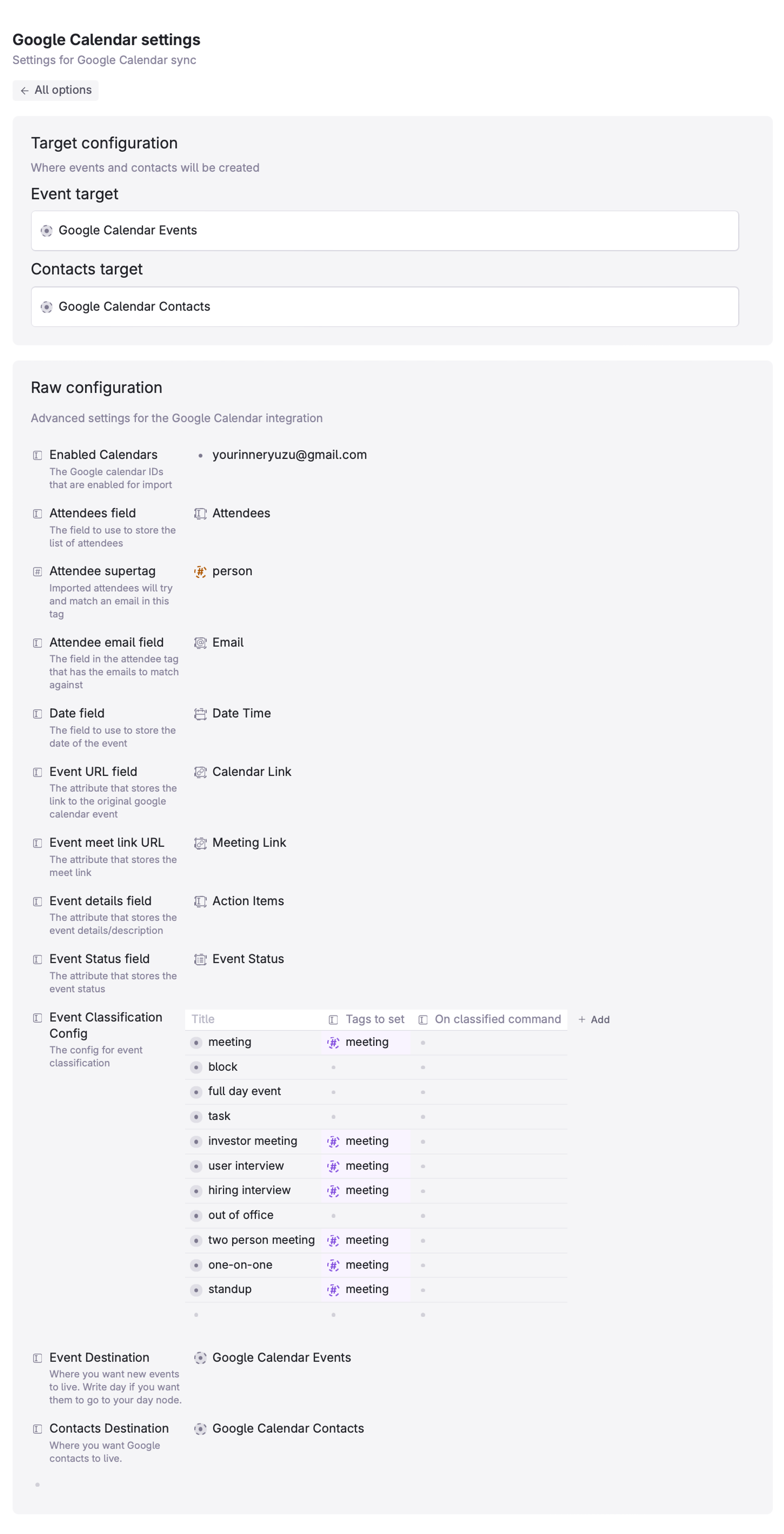 Calendar integration