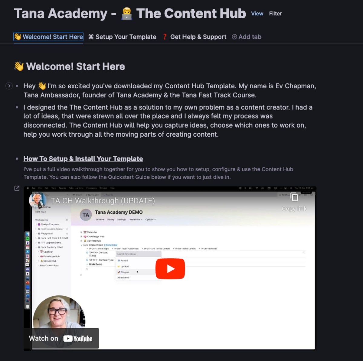 Tana Template: The Content Hub by Ev Chapman