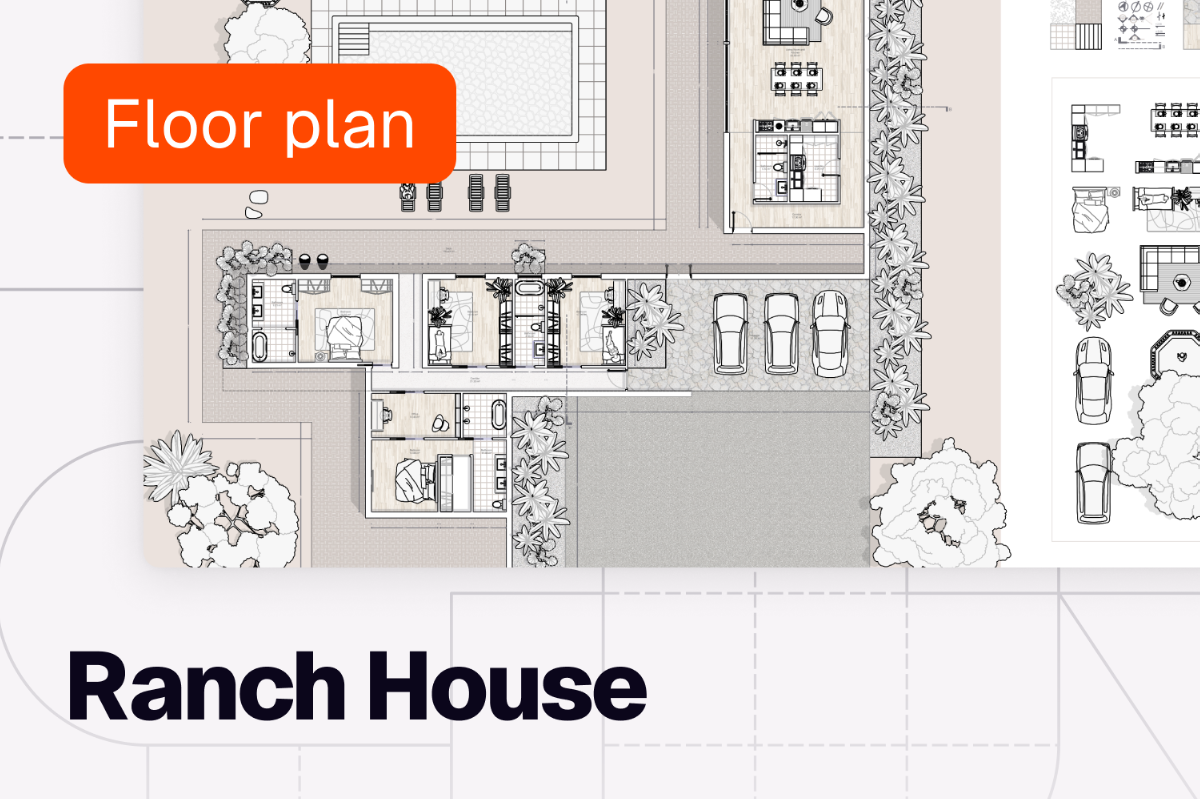 Ranch house drawing set template | Rayon