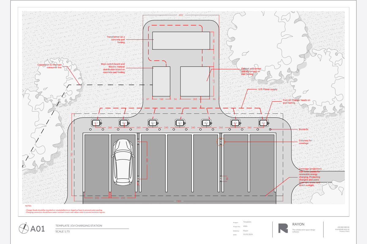 Electric vehicle charging station | Rayon