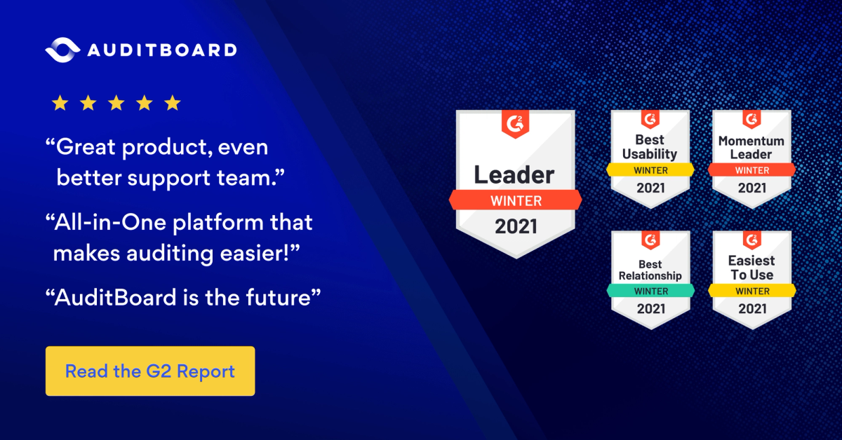 AuditBoard Named Leader in Audit Management and GRC Platform Markets in G2 Winter 2021 Report