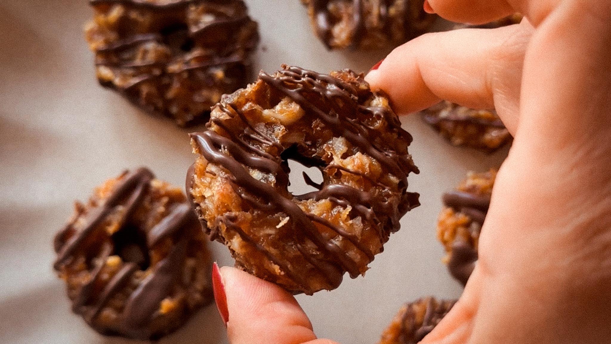 Chocolate-drizzled Coconut Date Cookies