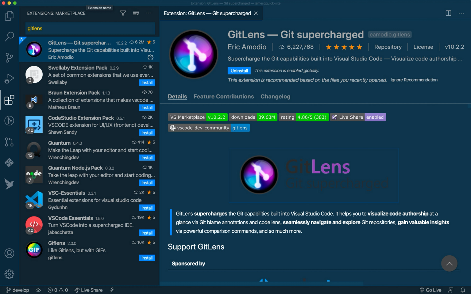 Supercharge Your Git Workflow with the GitLens VS Code Extension | James Q Quick