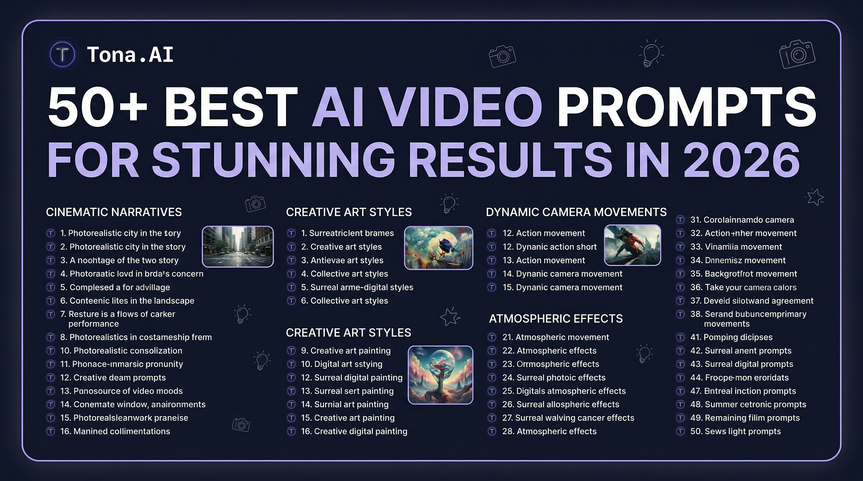50+ Best AI Video Prompts for Kling, Veo & Sora 2026 | Tona.AI — Tona ...