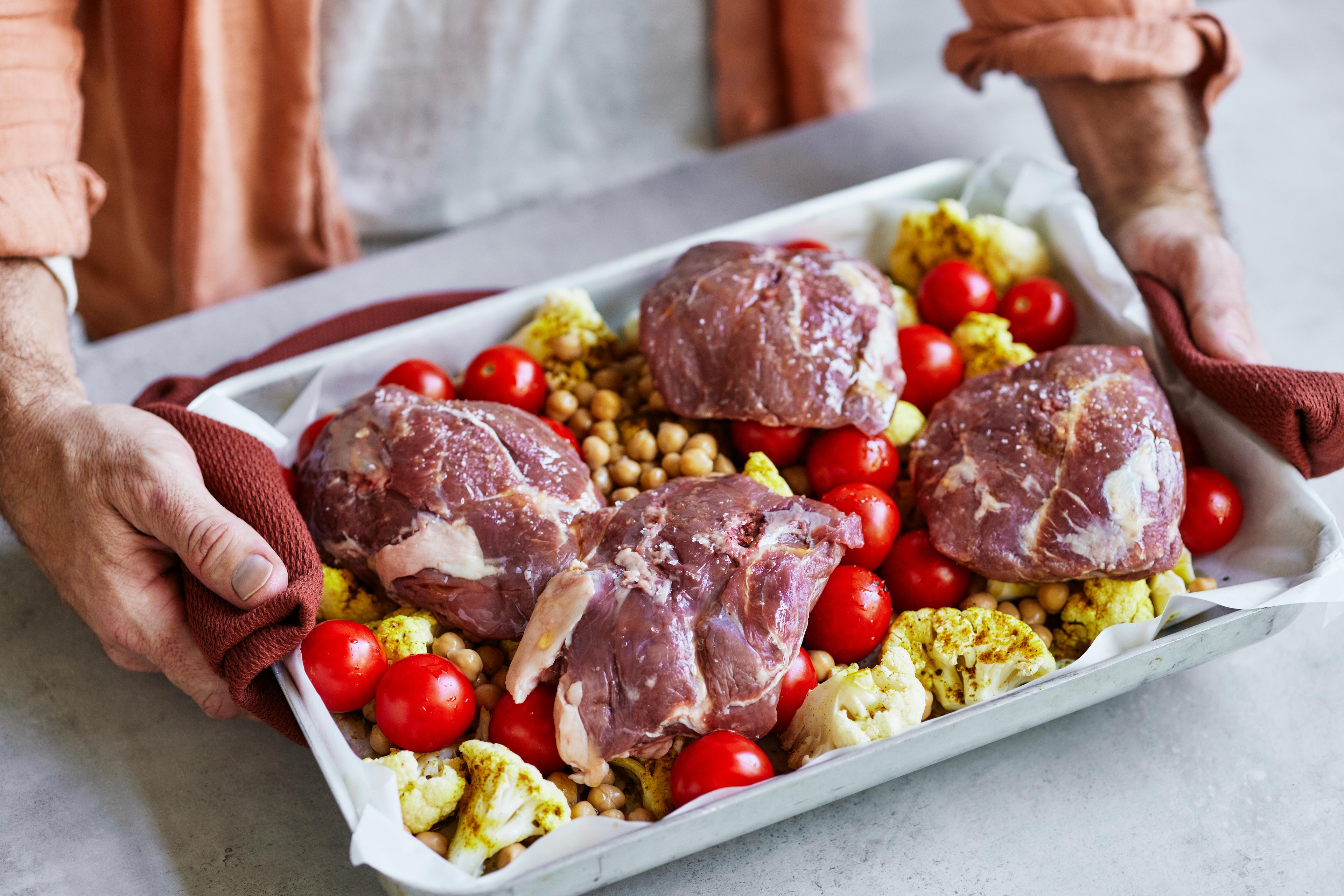 Roast Lamb with Indian Spiced Cauliflower and Cucumber Yoghurt