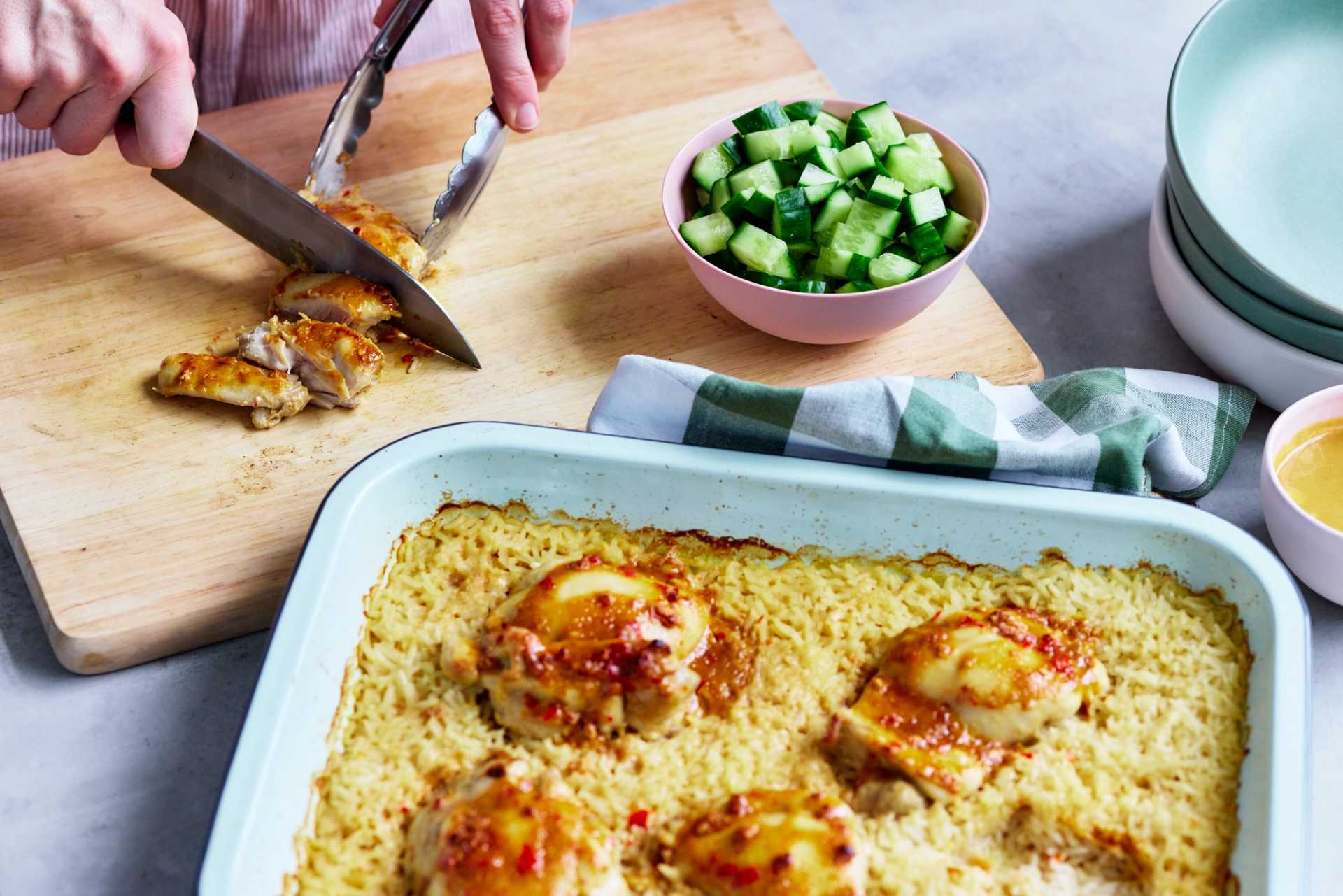 One-Tray Satay Chicken and Rice