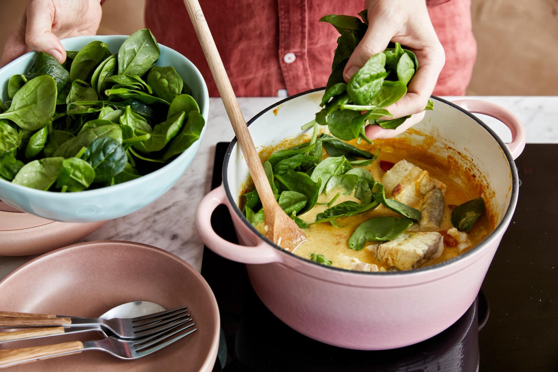 Mild Fish and Vegetable Curry with Chickpeas and Rice
