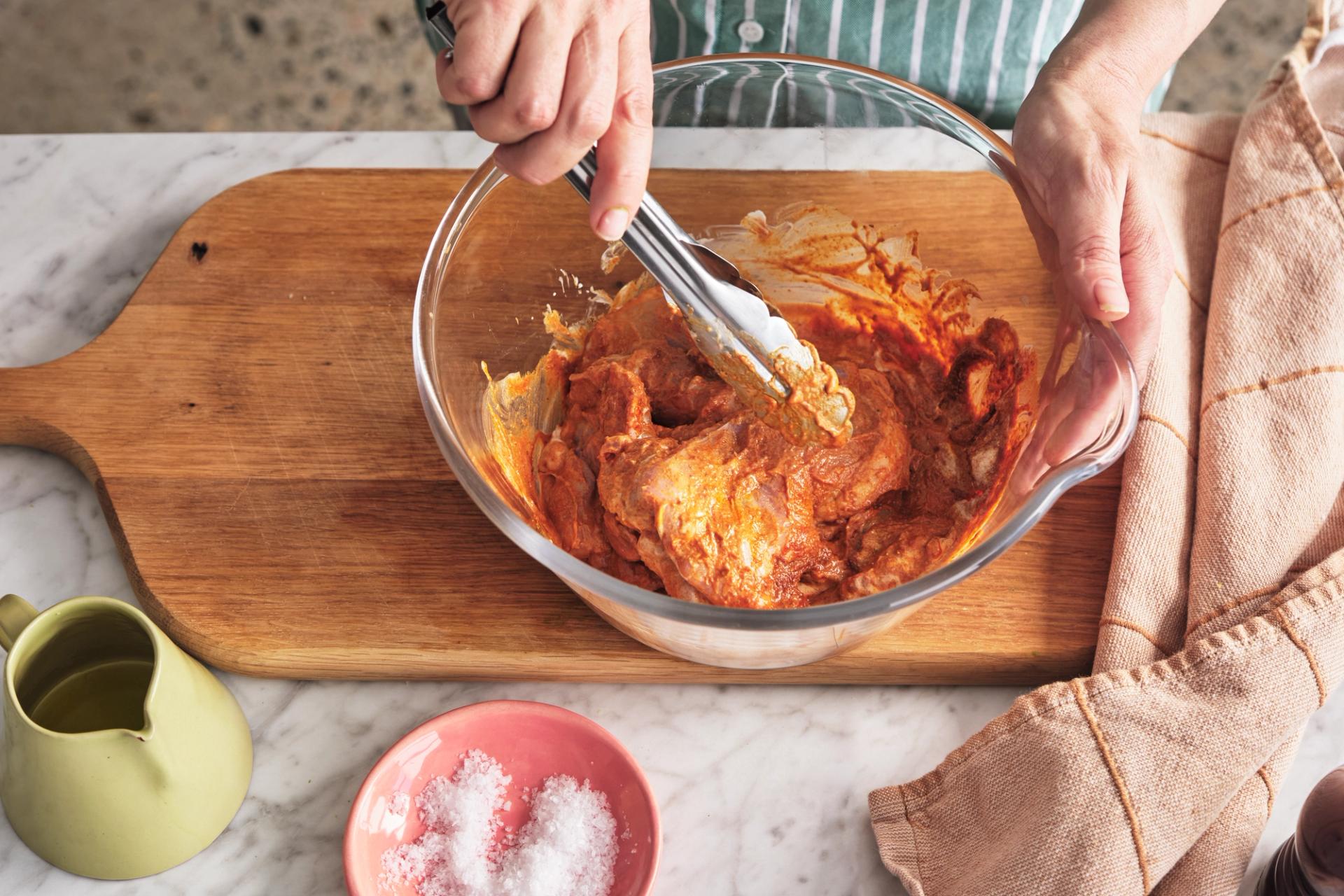 Tandoori Chicken with Turmeric Butter Rice and Carrot Raita