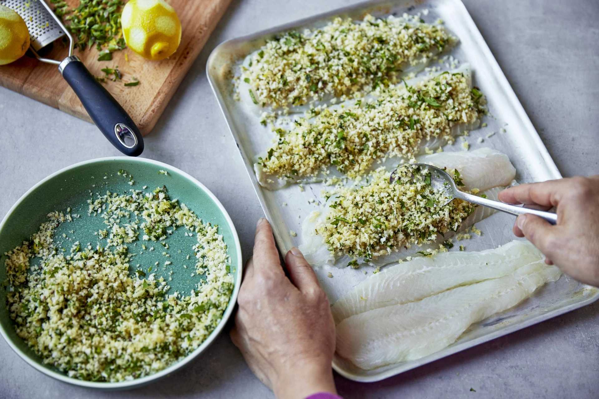 Herb-Crumbed Fish Saganaki