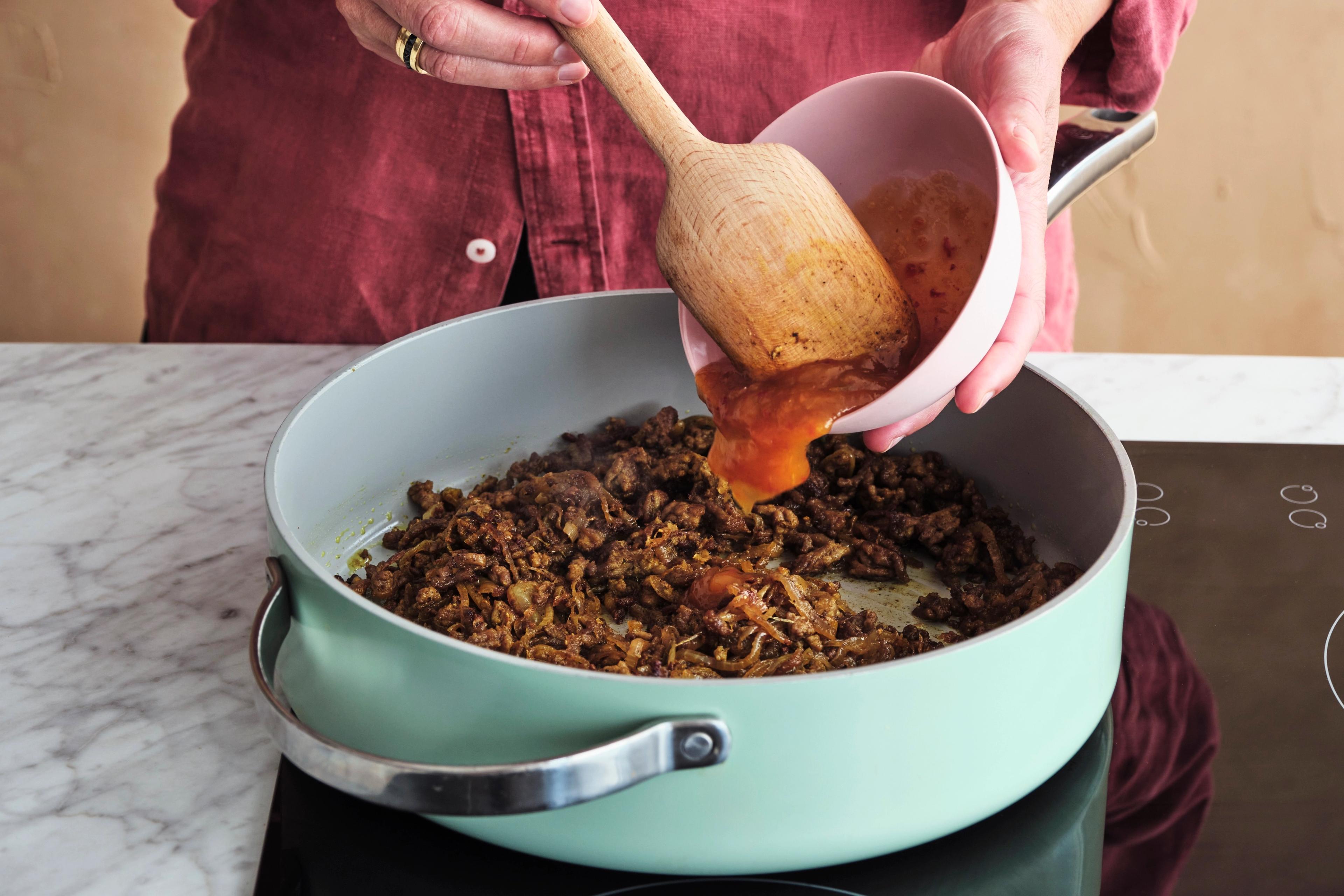 Sticky Spiced Lamb Naans with Curry Leaf Cucumber Salad