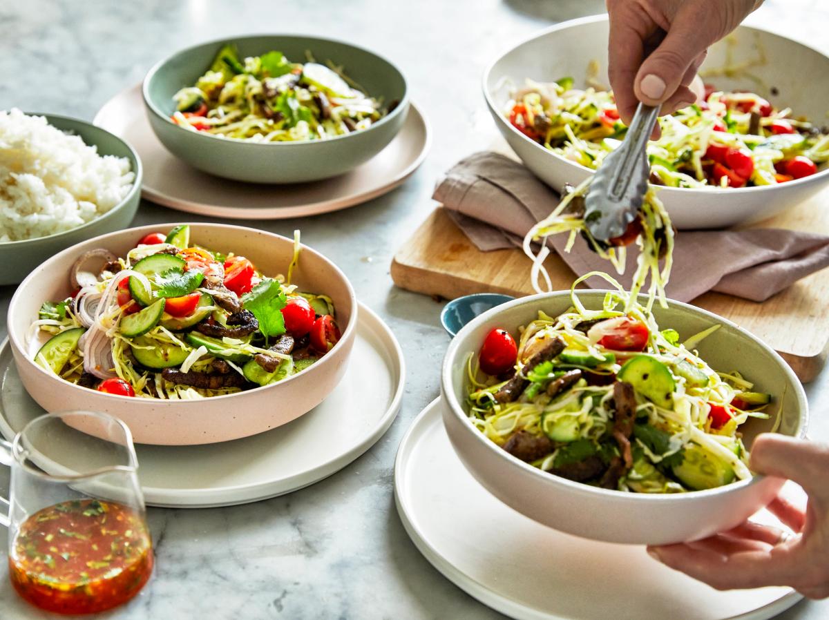Fast Thai Beef Strip Salad with Rice