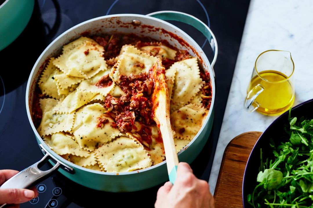 Quick Rosemary, Sumac and Lamb Ragu with Ravioli