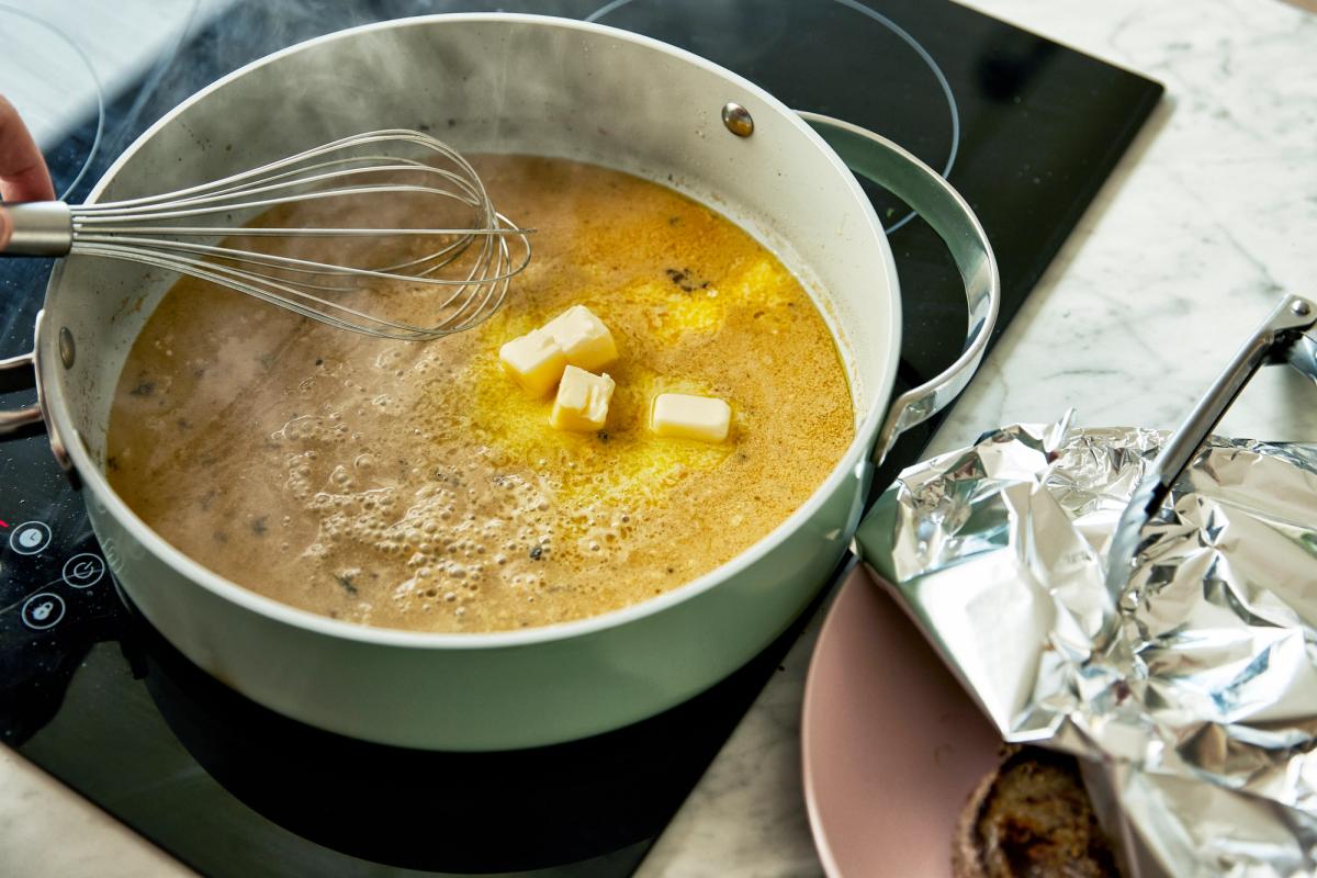 Steaks with Mustard Sauce and Winter Greens Colcannon